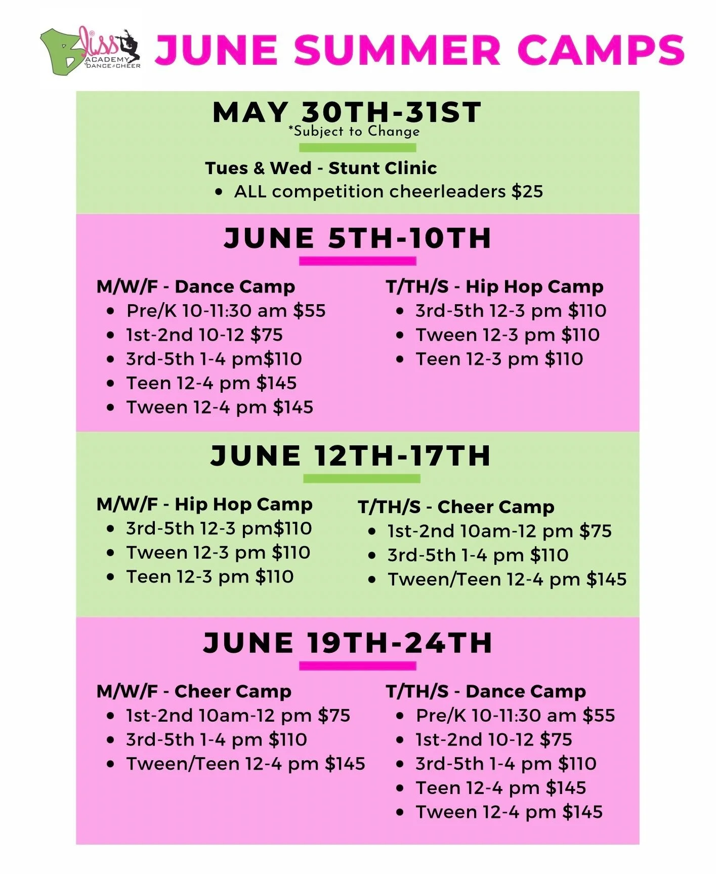 June Camps — Bliss Academy Dance & Cheer