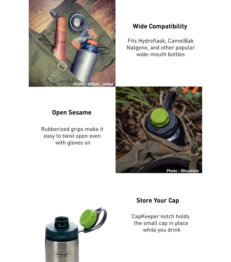capCAP is a 2-in-1 accessory cap designed to work with Nalgene ...