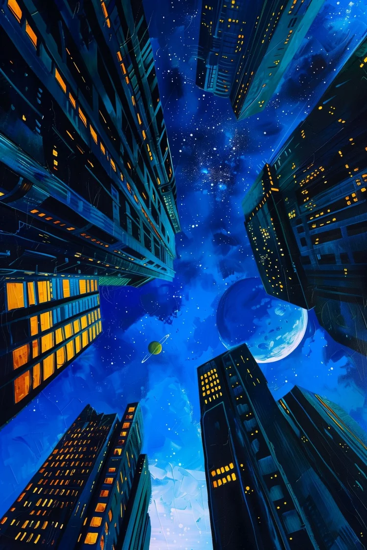 Futuristic Buildings Looking Up At Sky — High Resolution 300 DPI ...