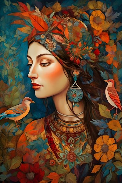 004 Folklore Female Portrait | Large Size Poster | PRINTABLE ...