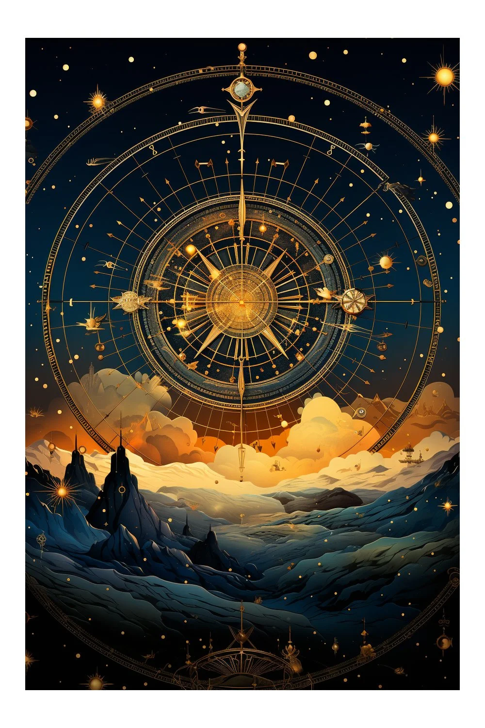 010 Vibrant Vintage Illustration of Antique Star Map | Large Size ...