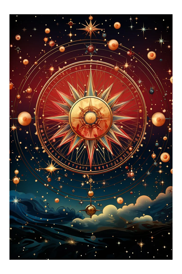 004 Vibrant Vintage Illustration of Antique Star Map | Large Size ...