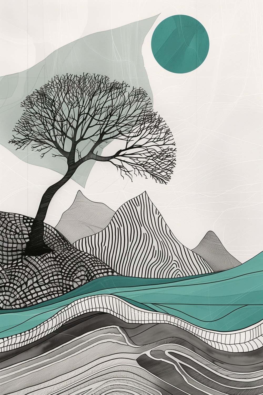 899 Minimalist Landscape of Hills and Shapes - High Resolution Image ...