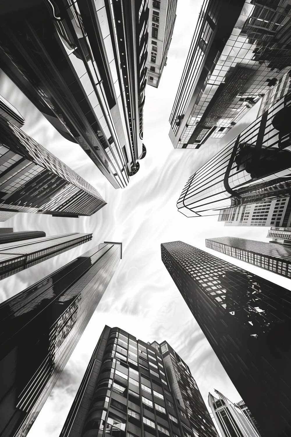 Futuristic Buildings Looking Up At Sky — High Resolution 300 DPI ...
