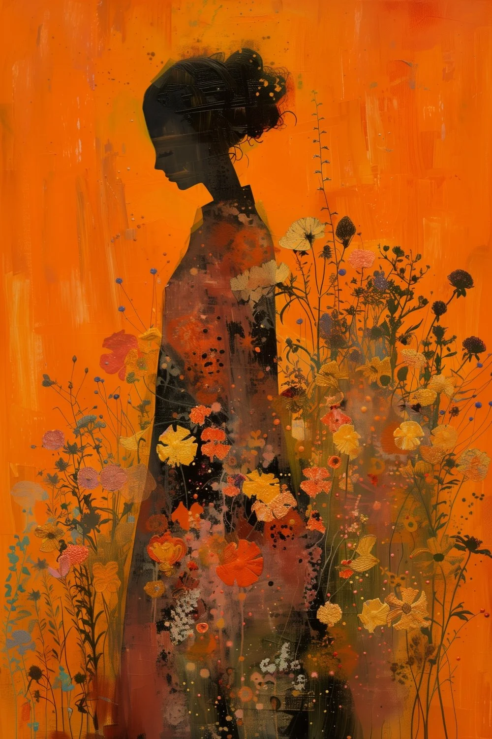 Abstract Female Figure With Flowers — High Resolution 300 DPI Downloads ...