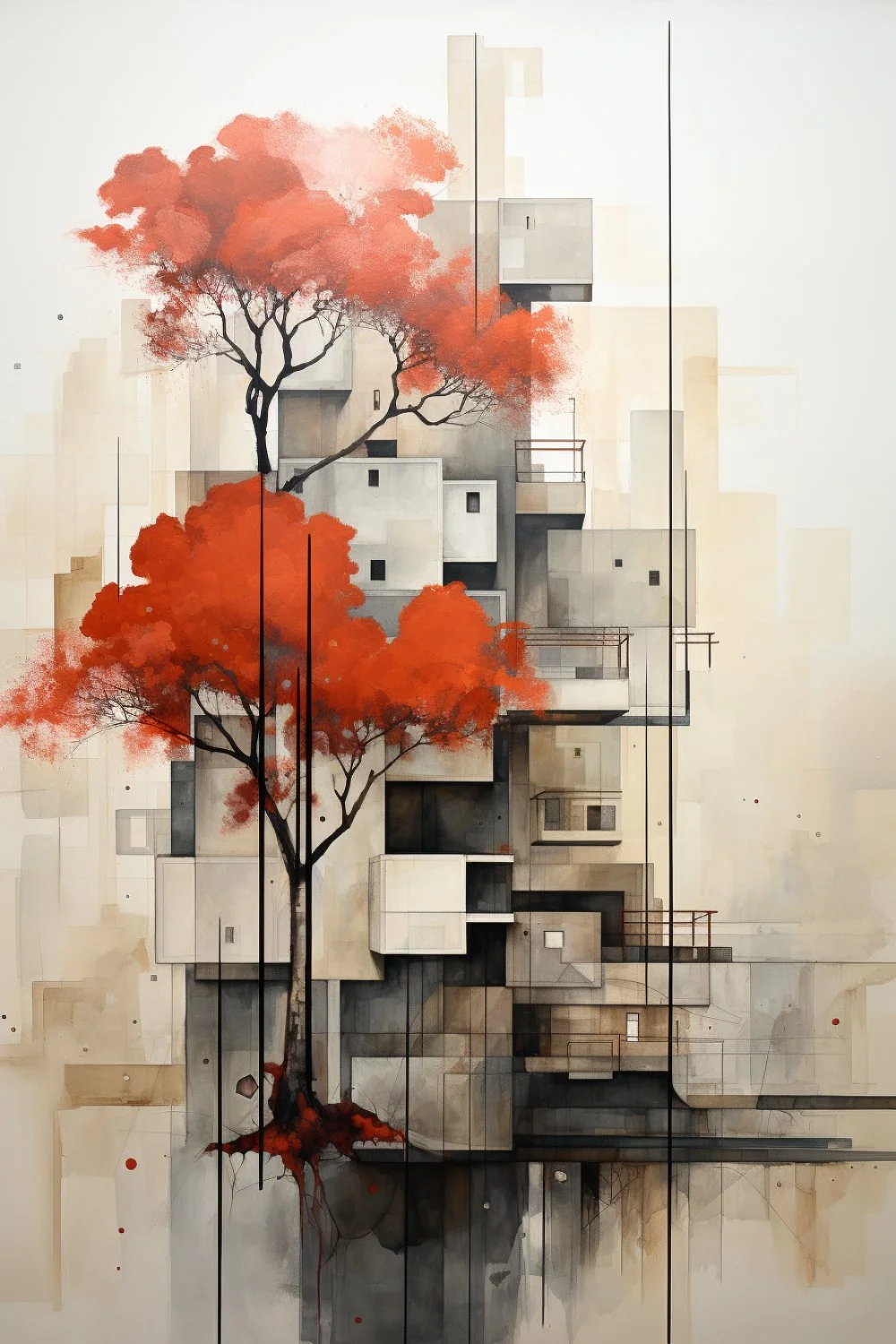 Minimalist Cityscape Embracing Nature's Canopy — Nikolay Panov
