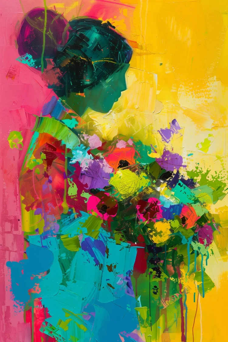 Abstract Female Figure With Flowers — High Resolution 300 DPI Downloads ...