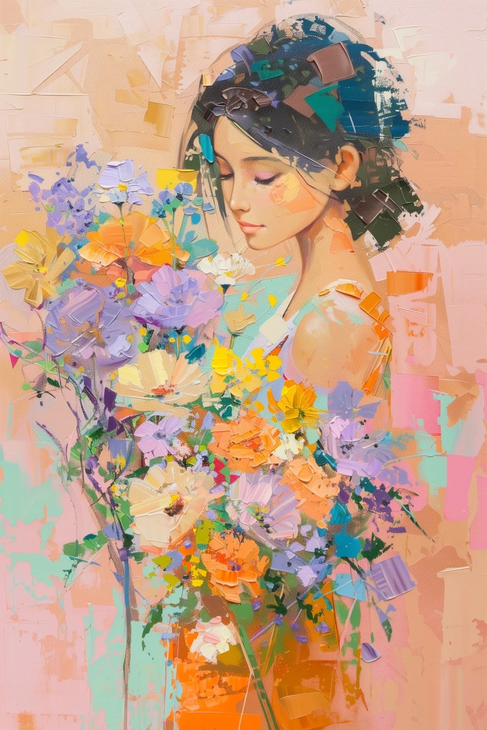 Abstract Female Figure With Flowers — High Resolution 300 DPI Downloads ...