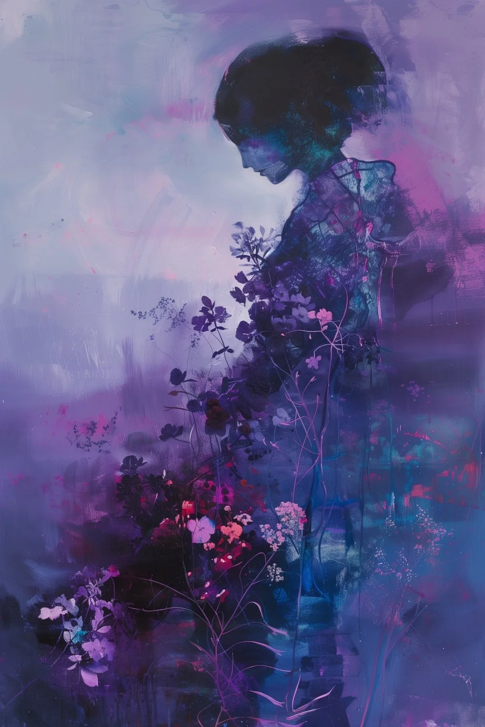 Abstract Female Figure With Flowers — High Resolution 300 DPI Downloads ...