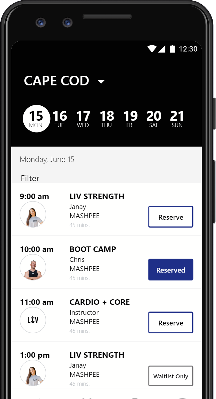 Schedule — LIV EMPOWERED FITNESS