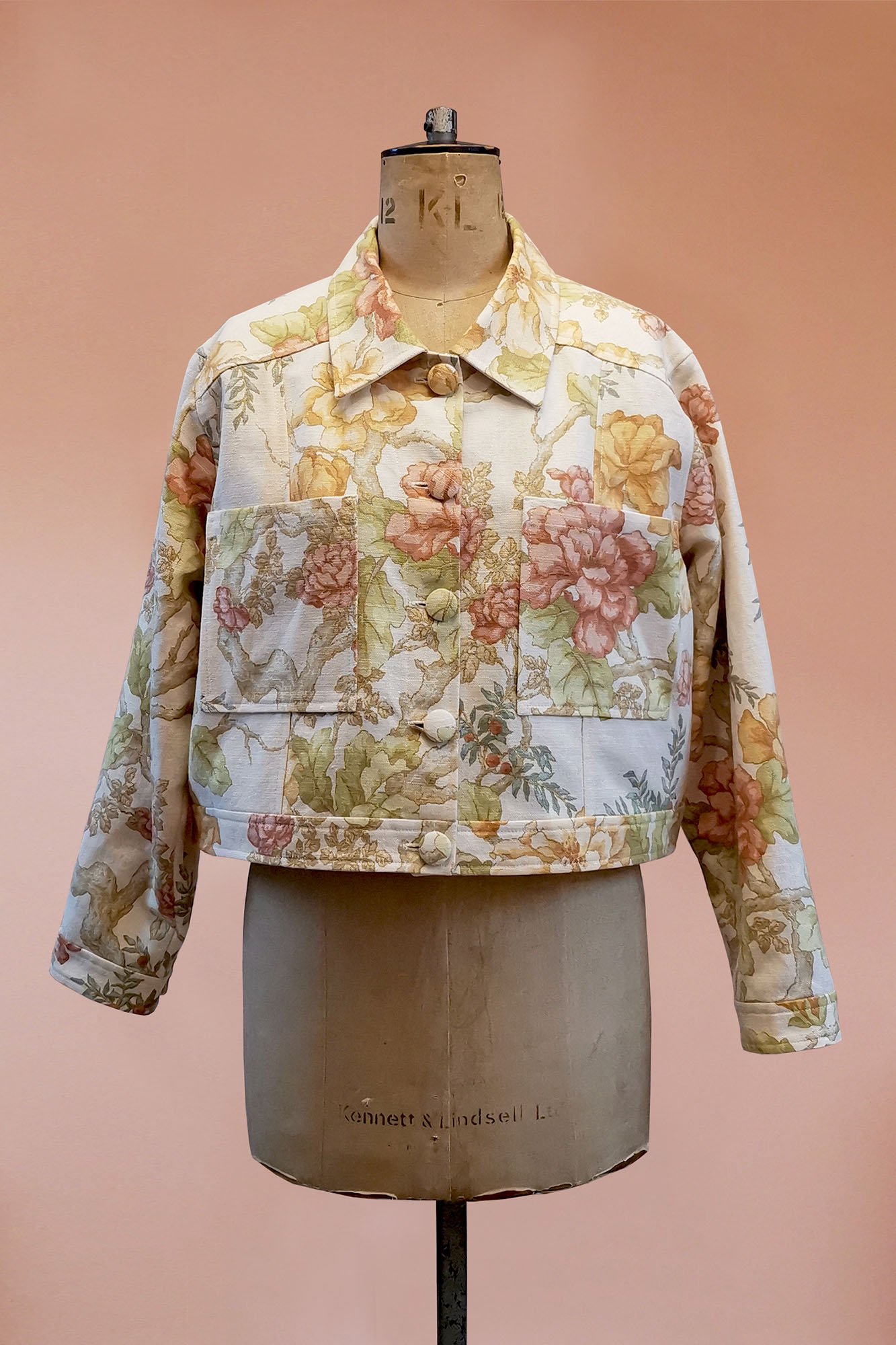 Sustainable Vintage Floral Fabric Oversized Casual Jacket