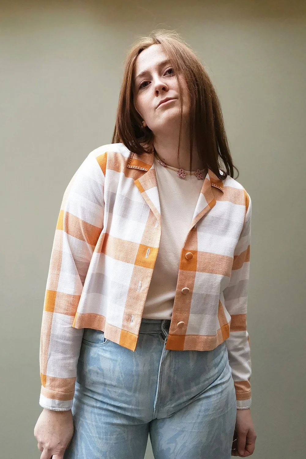 Retro Style One Of A Kind Upcycled Reworked Tablecloth Shirt