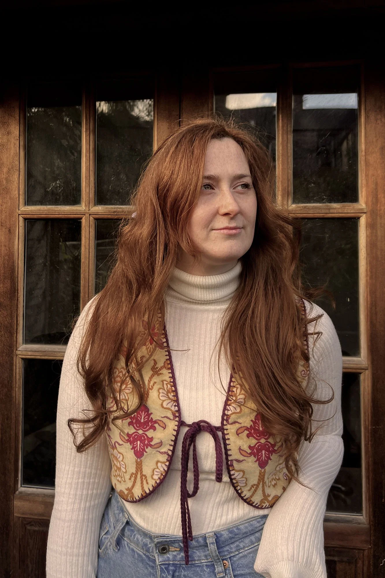 Retro Inspired 70s Handmade Velvet Floral Waistcoat