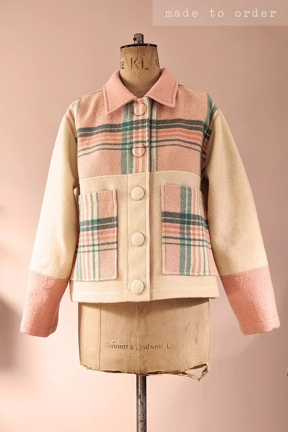 Sustainably Made Preppy Wool Boucle Checked Pinafore Dress