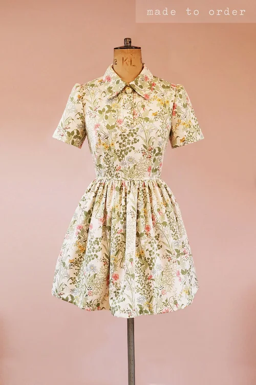 Sustainably Made Abstract Retro Floral Print Mini Dress