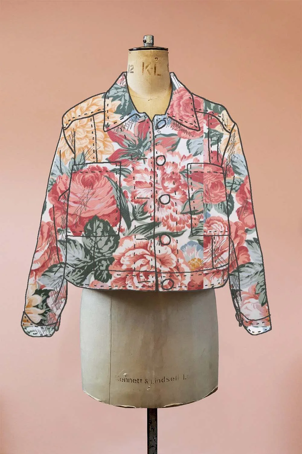 Spring Floral Wildflower Print Upcycled Oversized Jacket