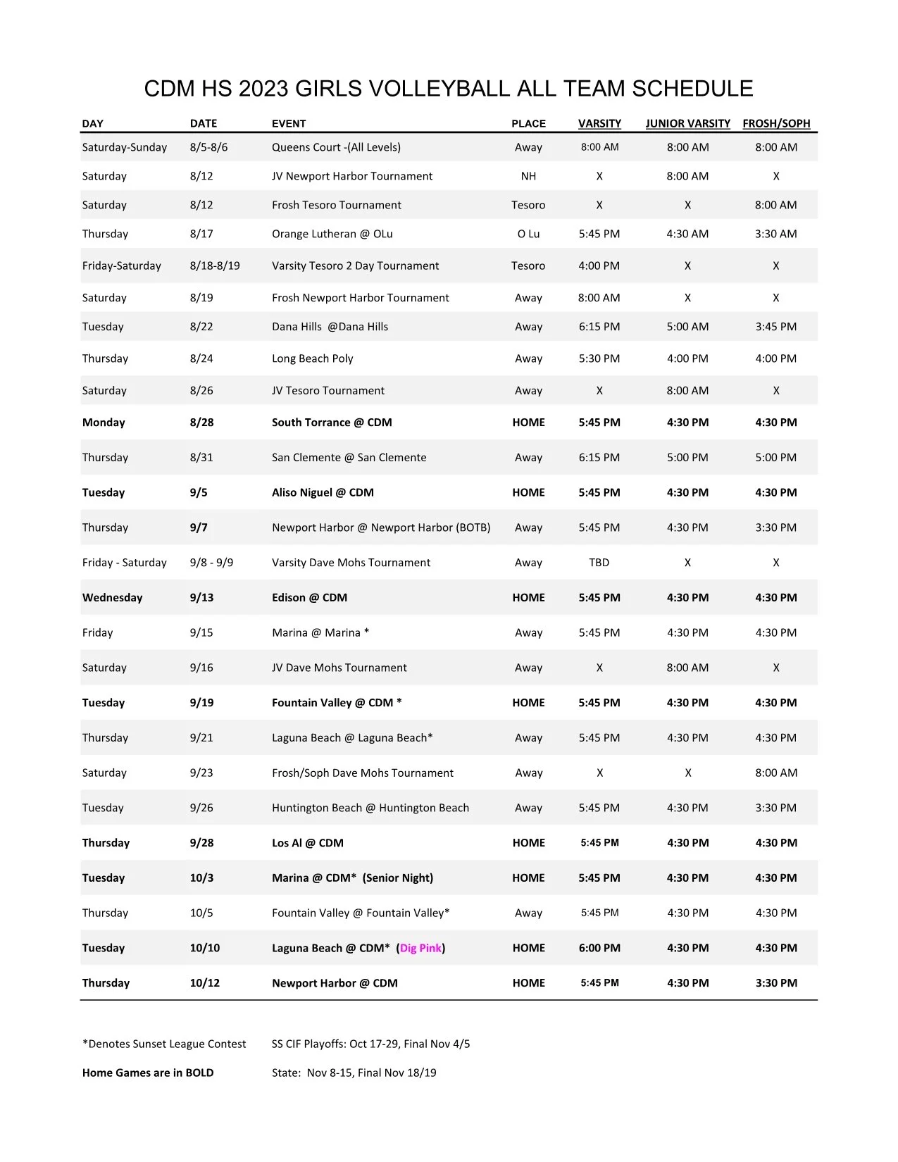 Corona Del Mar Girls Volleyball