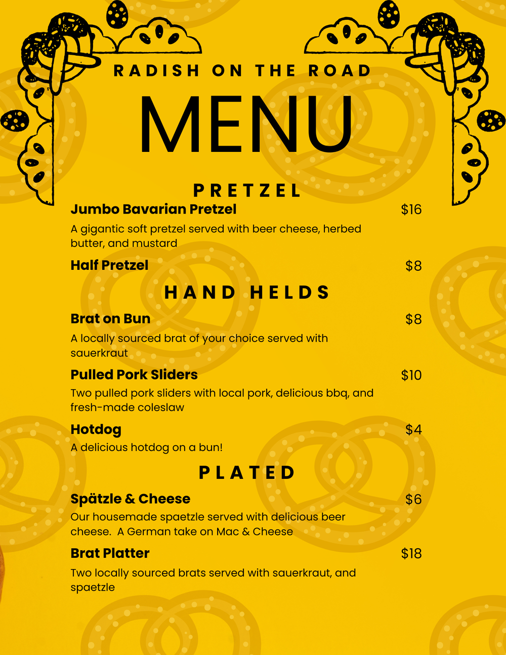 Horsch Radish Menu — Horsch Radish