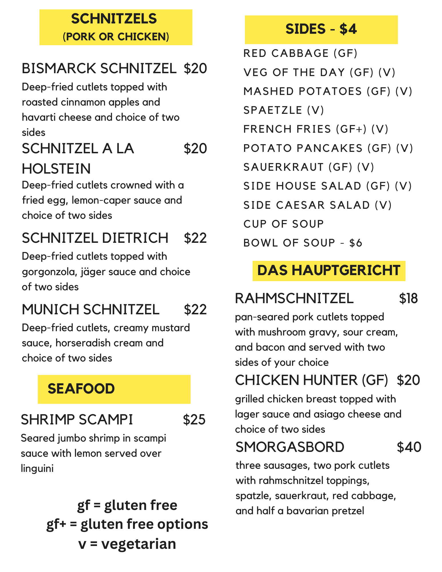 Horsch Radish Menu — Horsch Radish