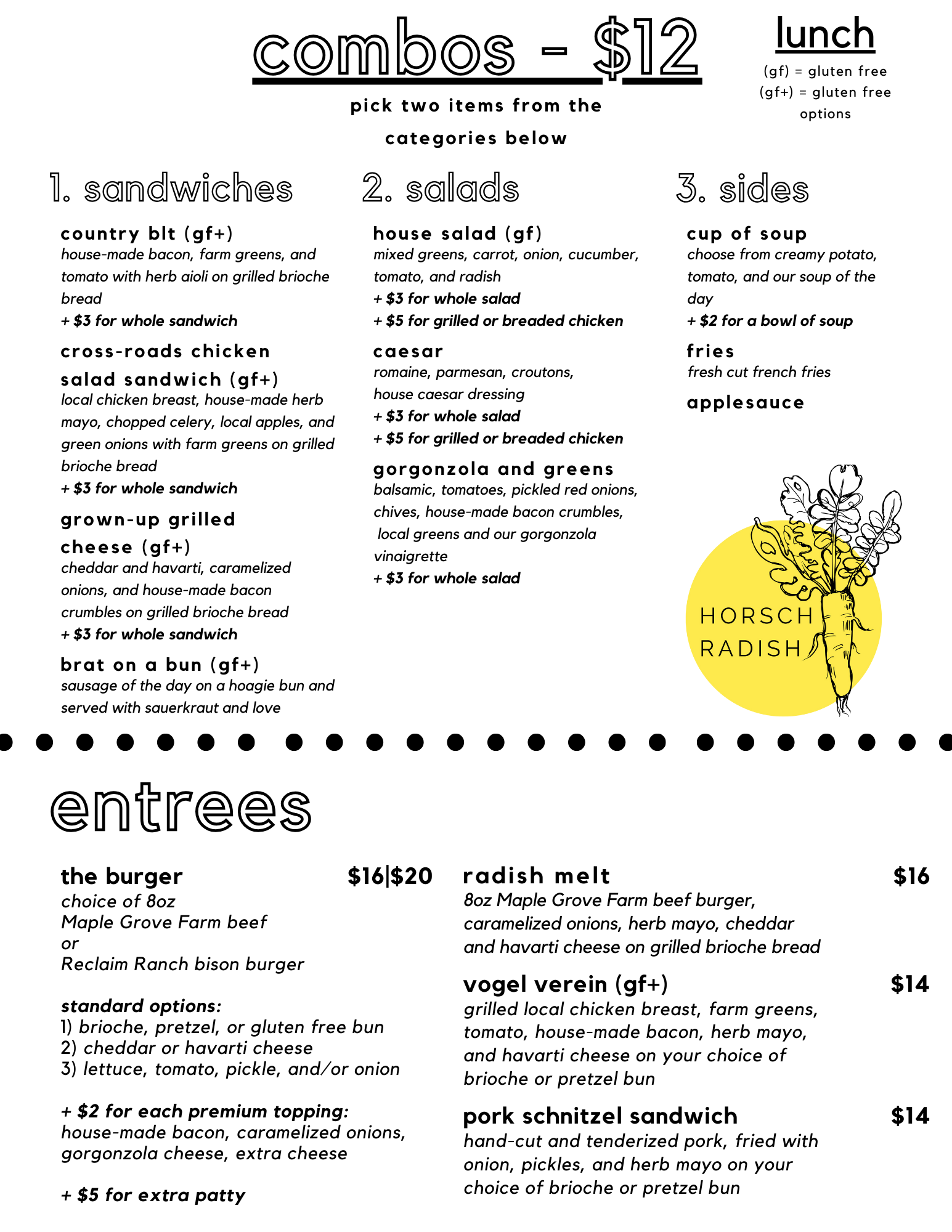 Horsch Radish Menu — Horsch Radish