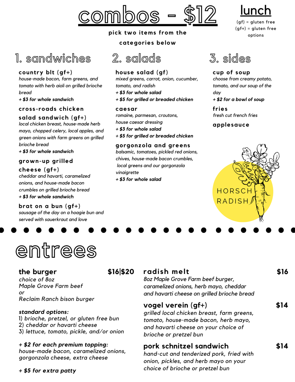 Horsch Radish Menu — Horsch Radish