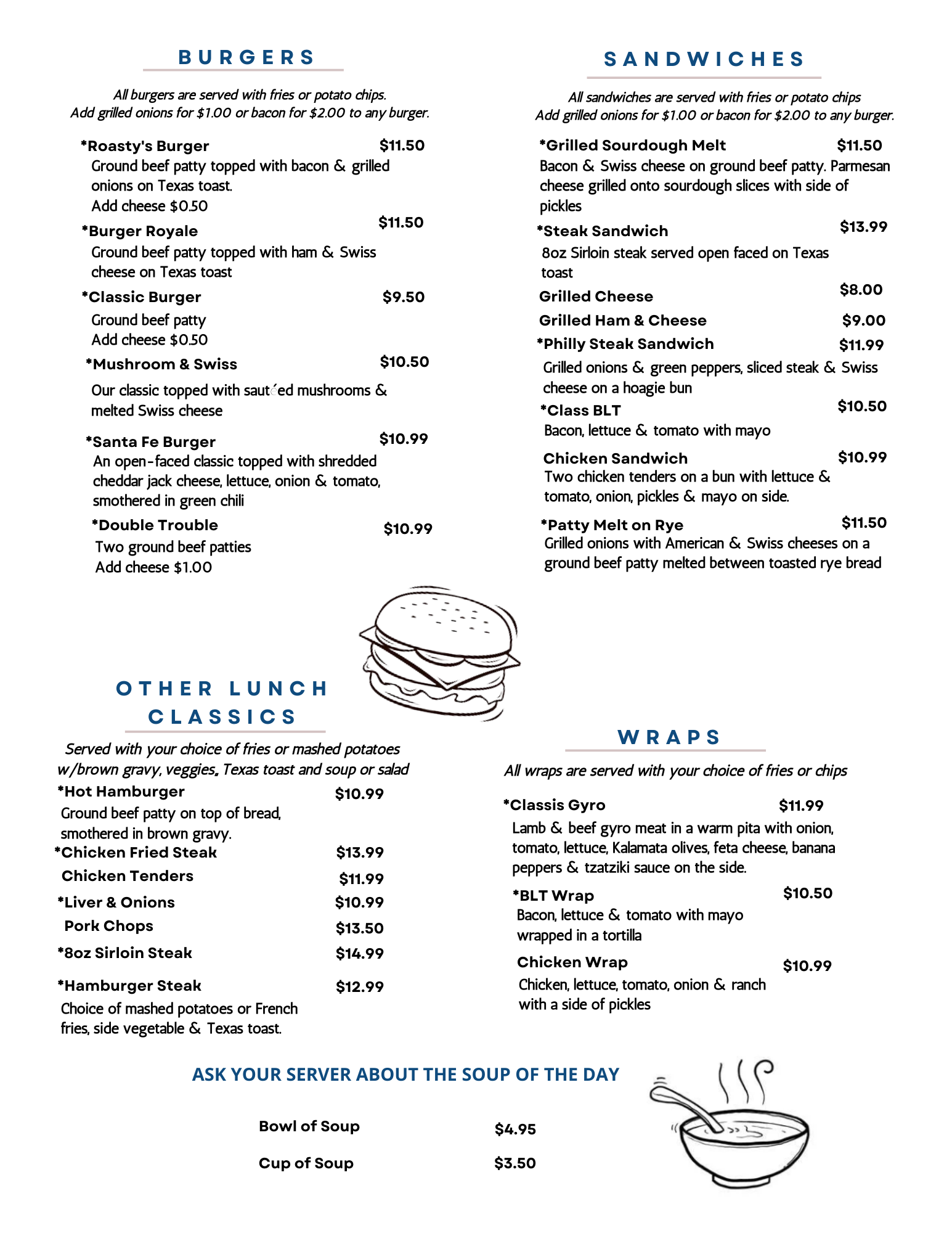 Menu — Roasty's Diner