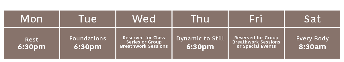 Bookings & Timetable — The Space Within