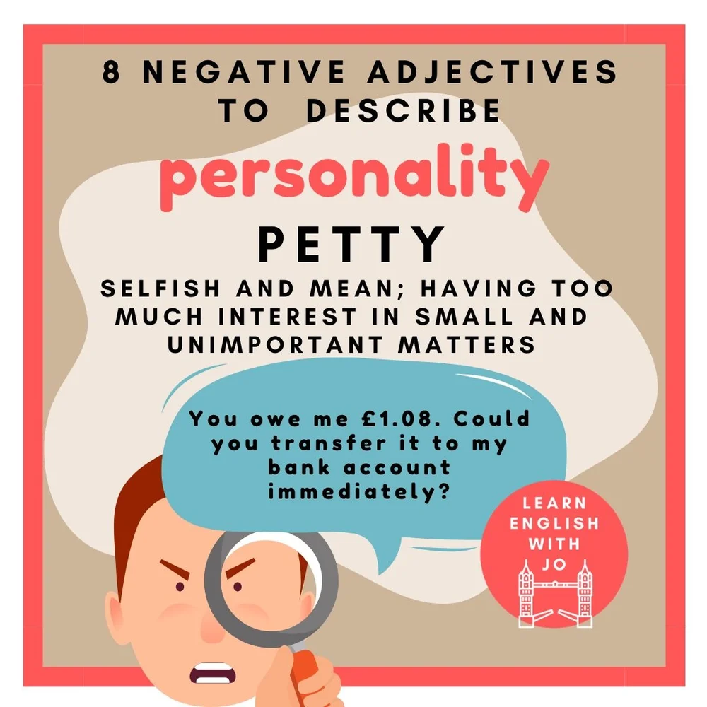 Negative adjectives to describe people in English — Learn English With Jo