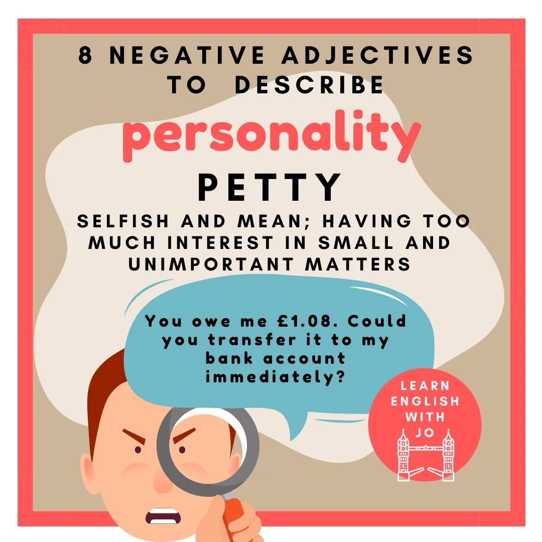 Negative adjectives to describe people in English — Learn English With Jo