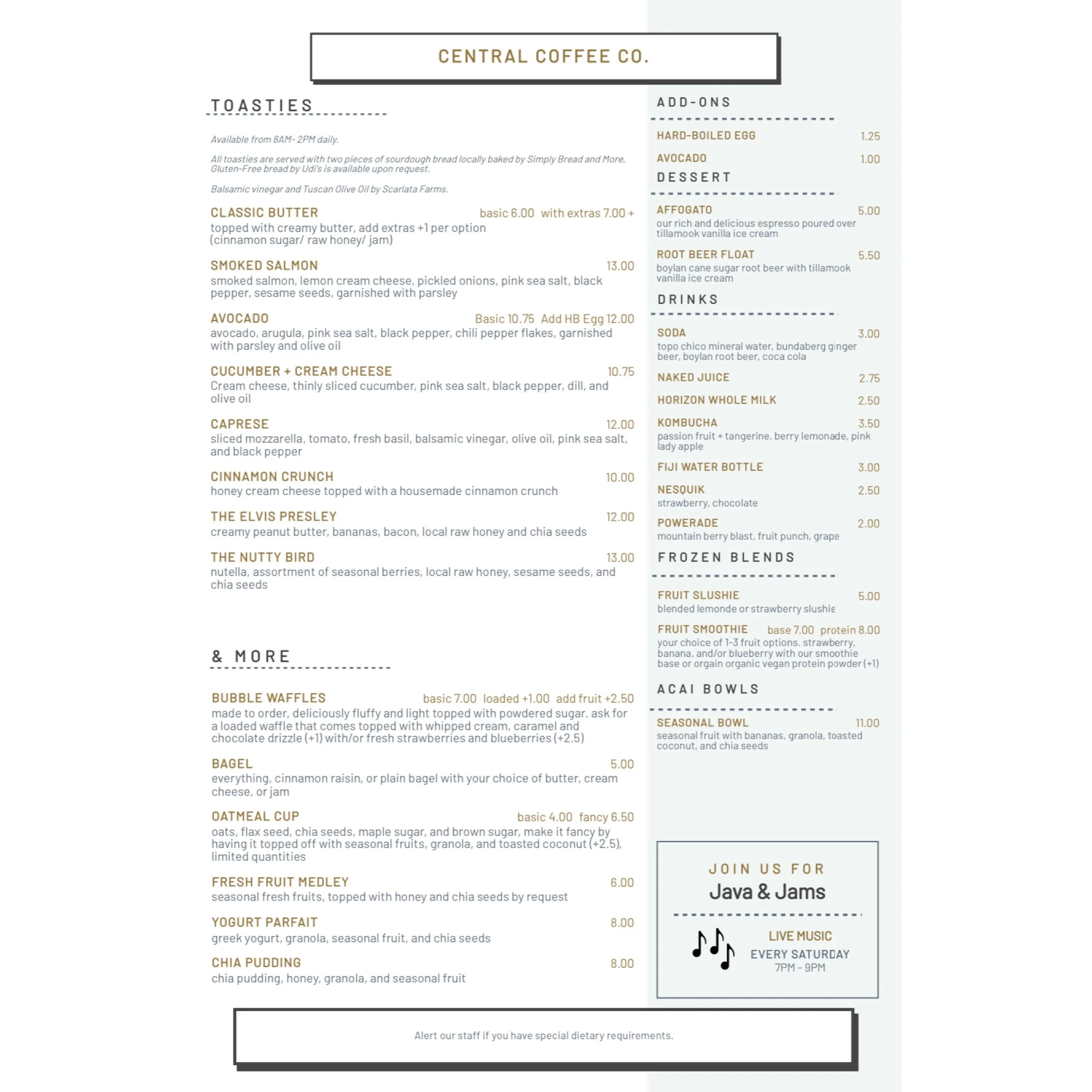Menu — Central Coffee Co.