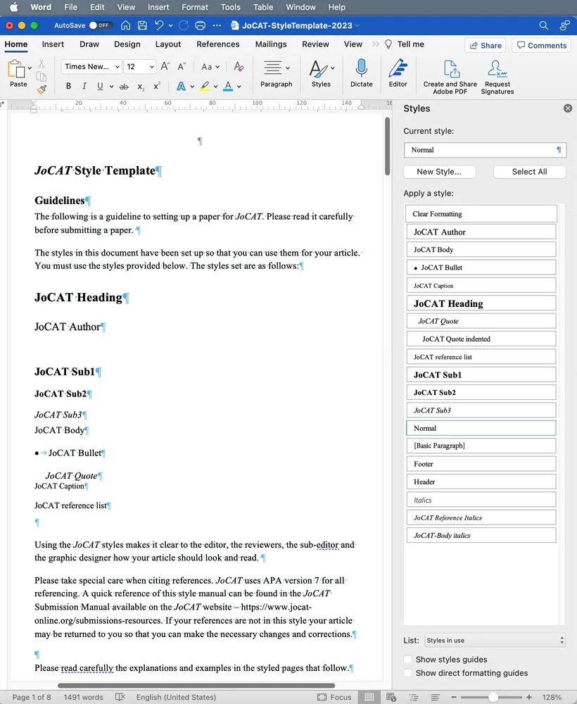 Submissions — JoCAT online