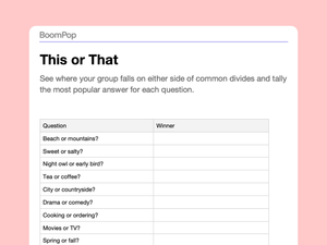 This or That: Icebreaker Template