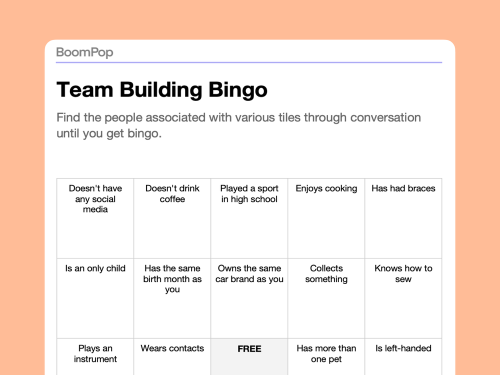Team Building Bingo: Icebreaker Template