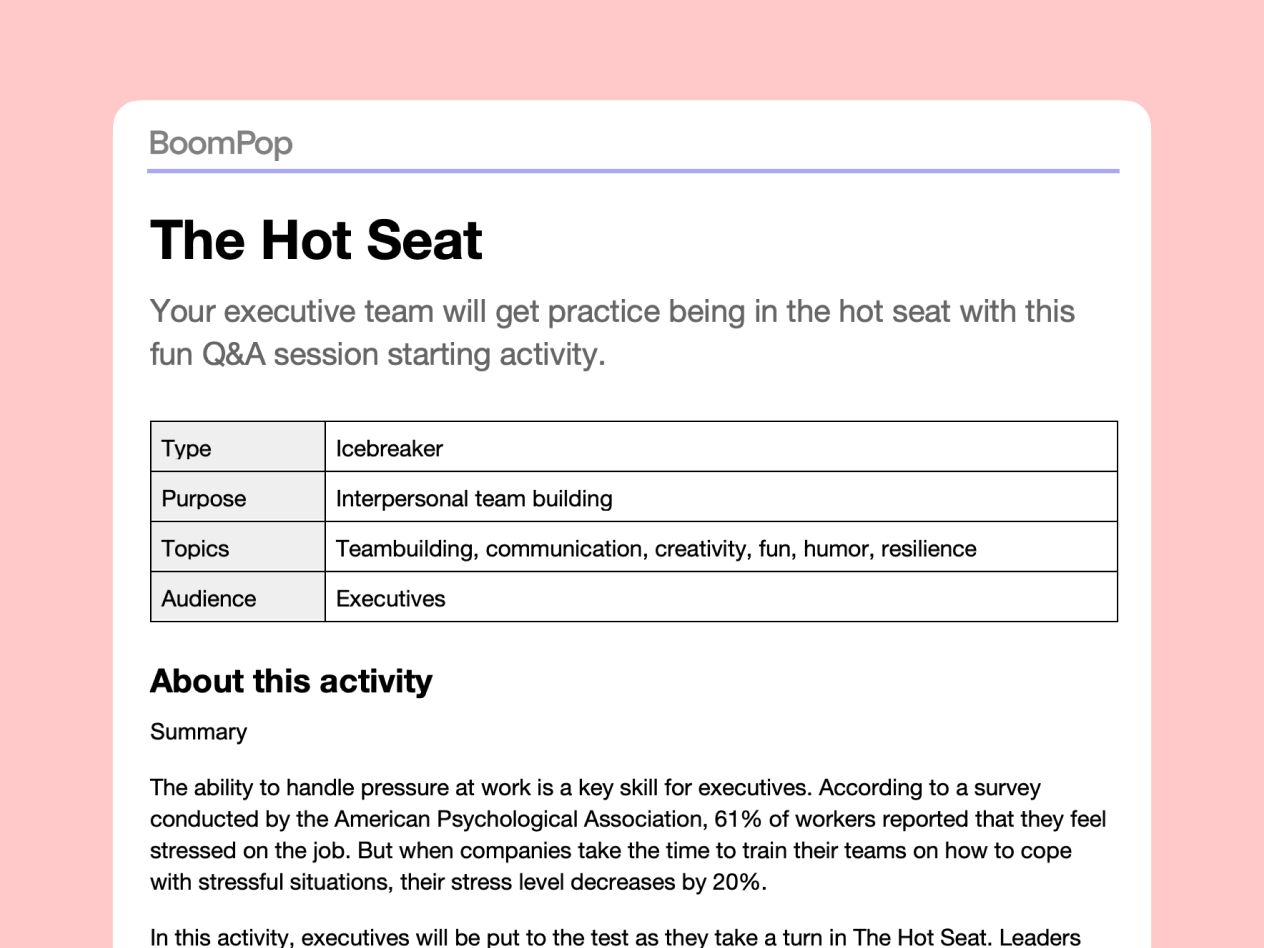 The Hot Seat