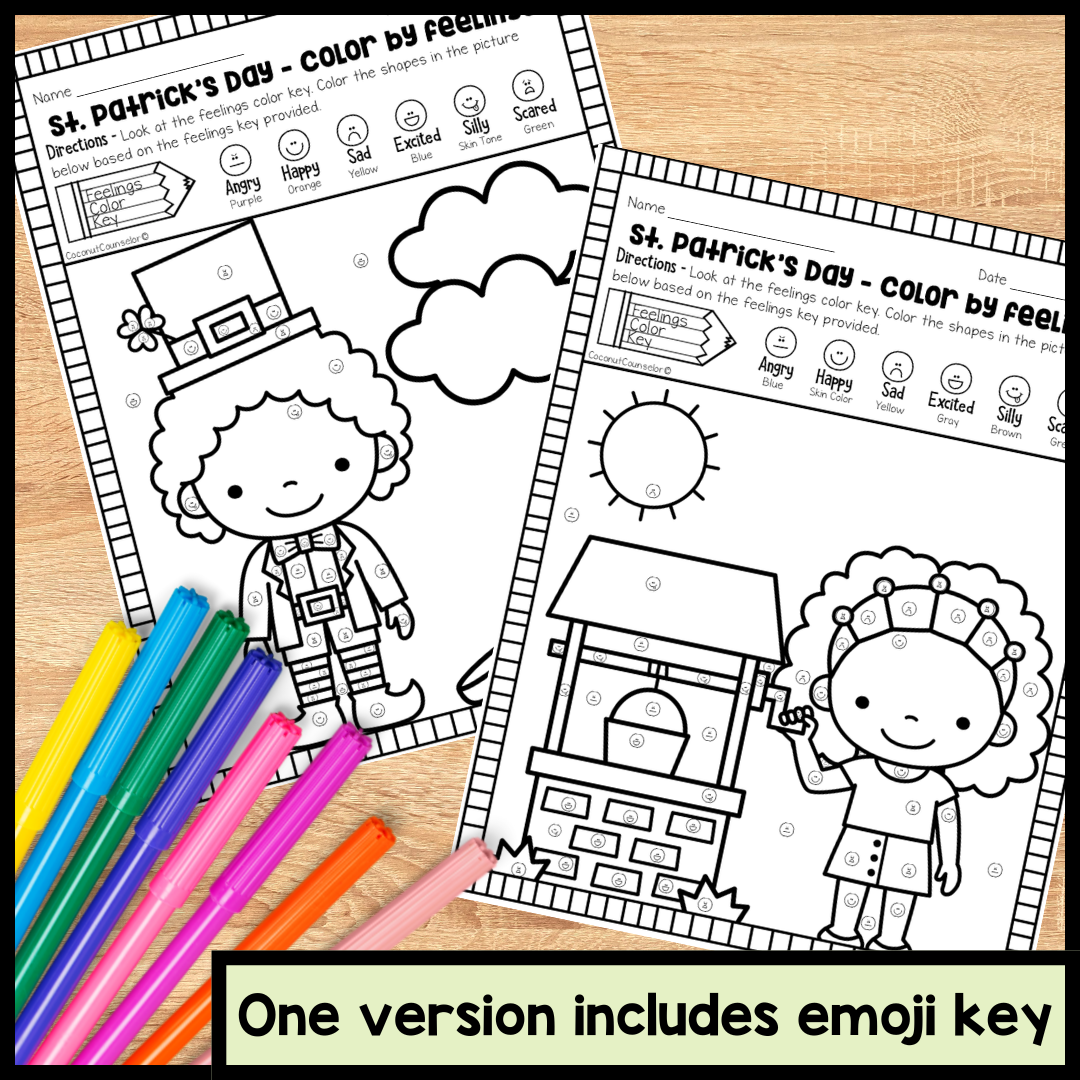 St. Patrick's Day Color by Feeling Worksheets — Coconut Counselor
