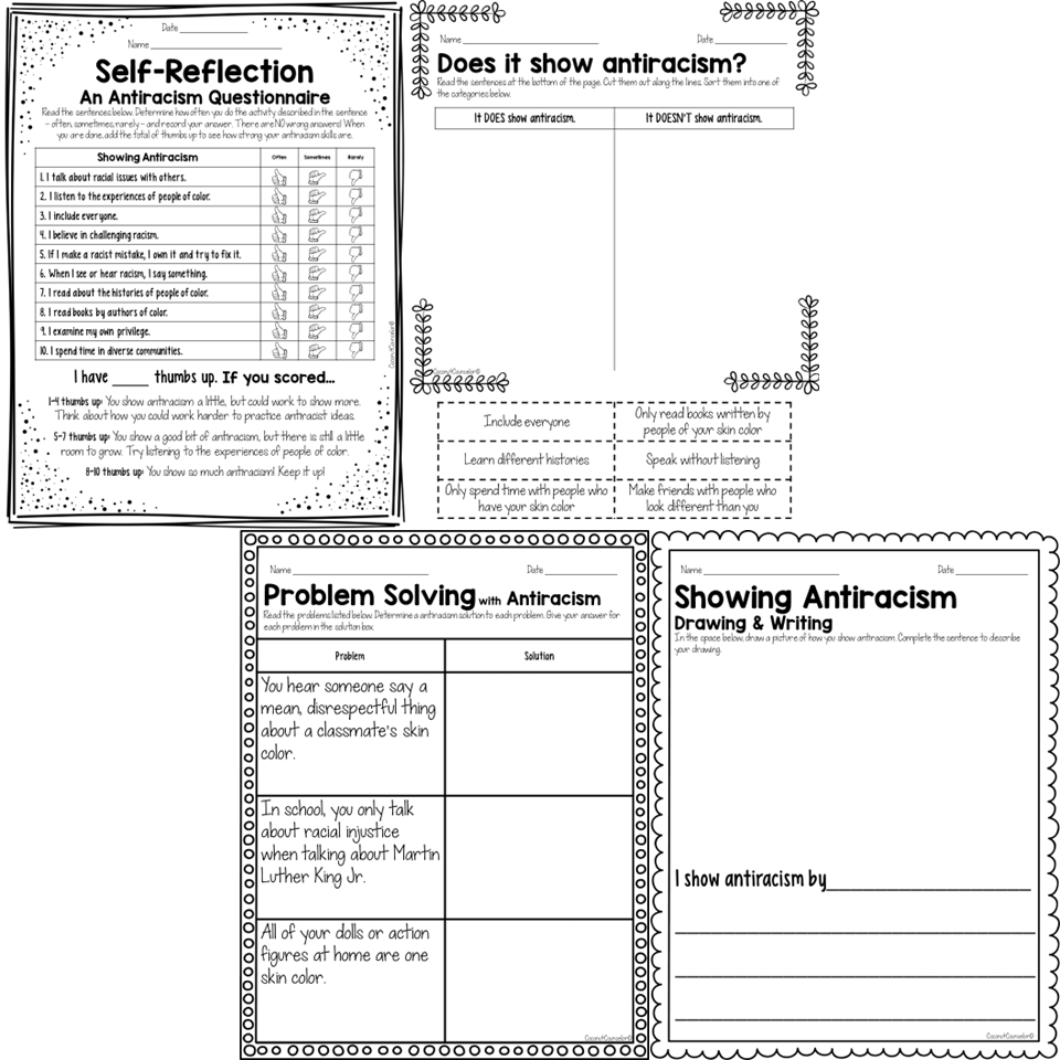 Antiracism Worksheets Set — Coconut Counselor