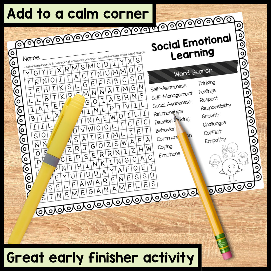 Social Emotional Learning Word Search — Coconut Counselor