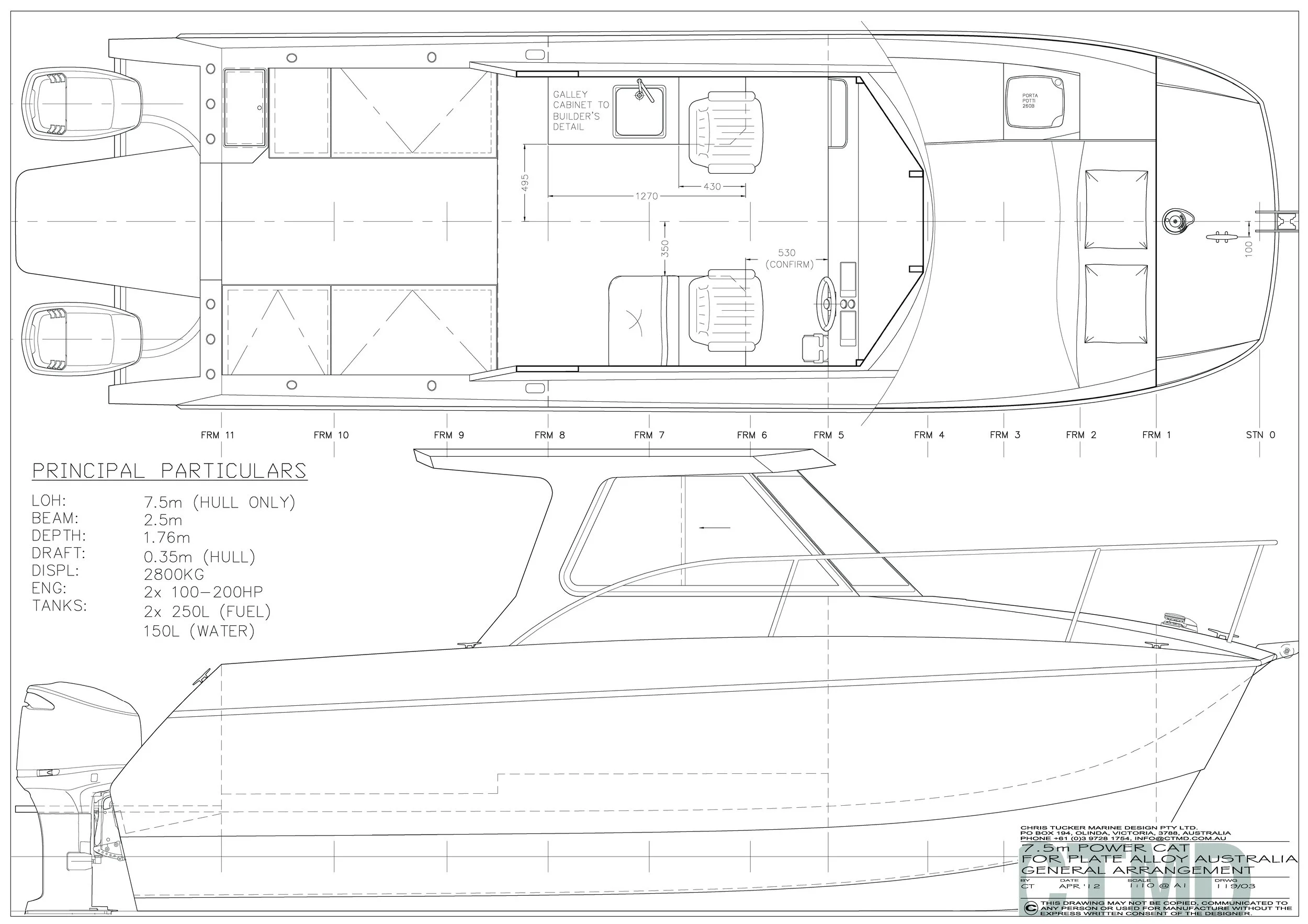 7.5m Power Cat — Chris Tucker Marine Design