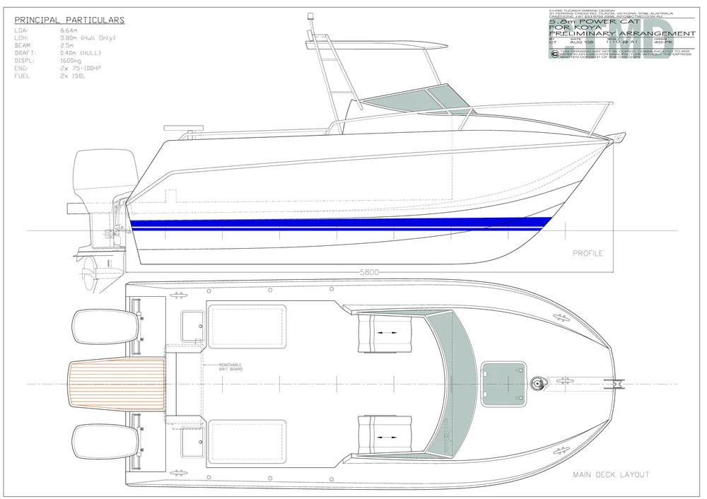 5.8m Power Cat — Chris Tucker Marine Design