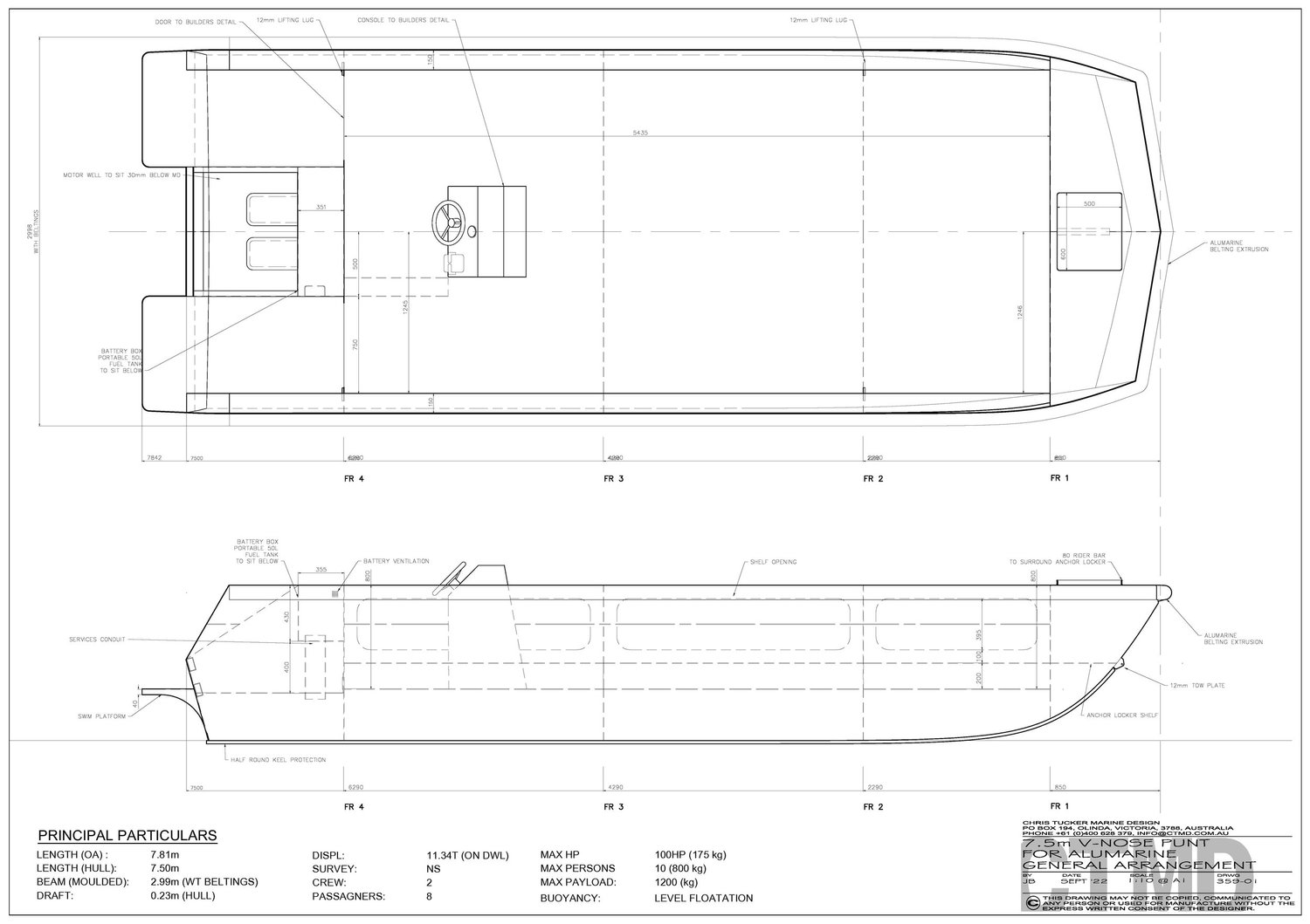 7.5m V-Nose Punt — Chris Tucker Marine Design