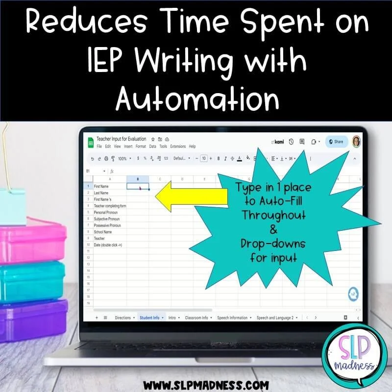 Speech Therapy IEP Teacher Input to the IEP form — SLP Madness