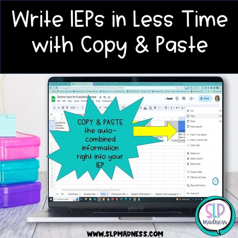 Speech Therapy IEP Teacher Input to the IEP form — SLP Madness