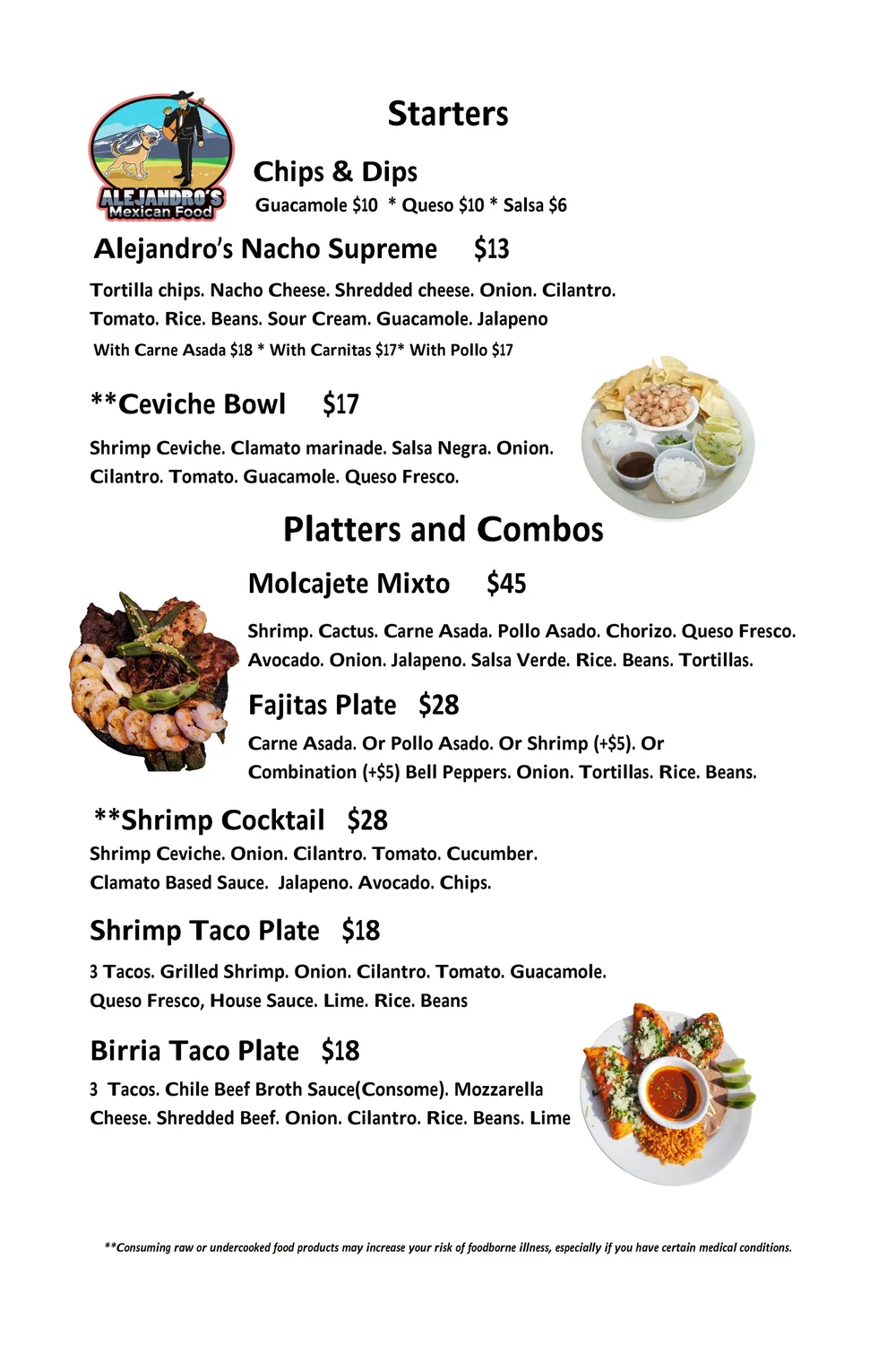 Menu — Alejandro's