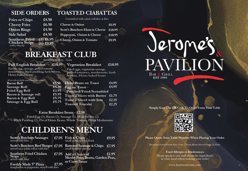 Jeromes | Menus | Harrison Leisure