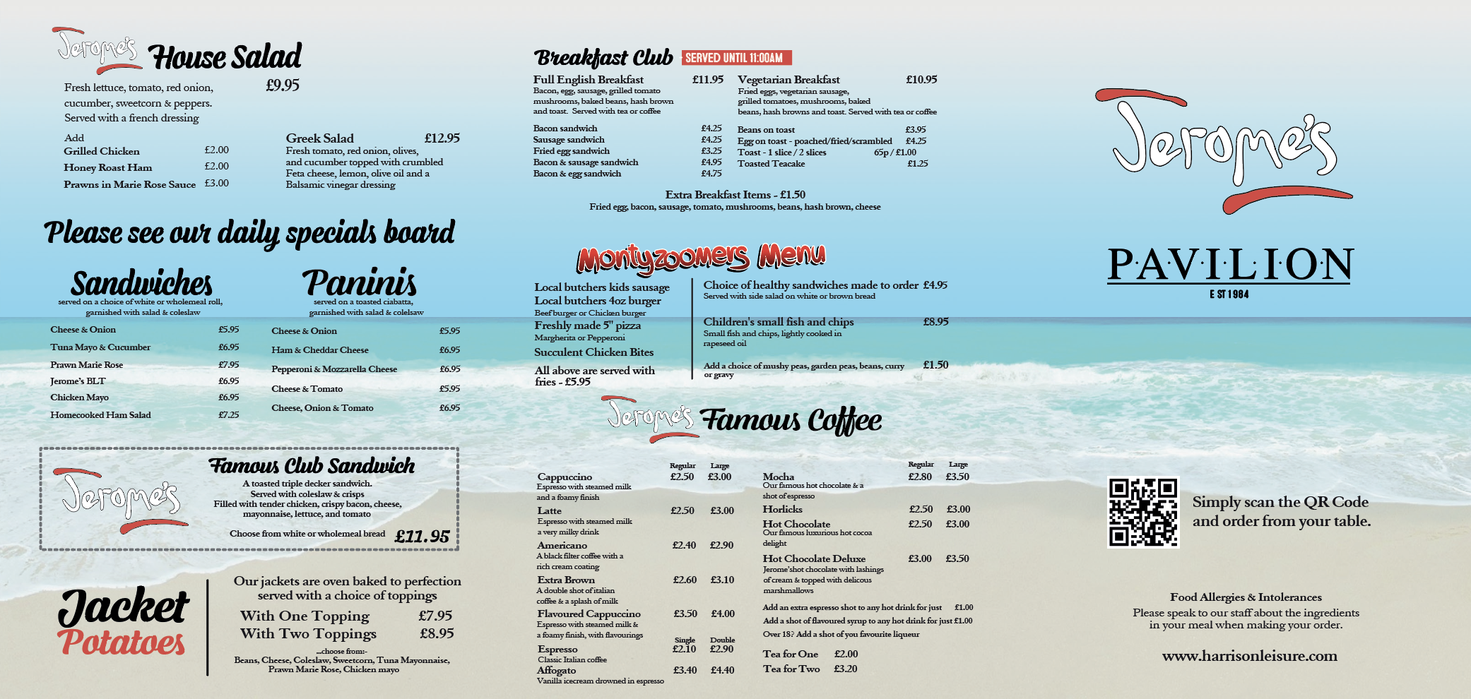 Jeromes | Menus | Harrison Leisure