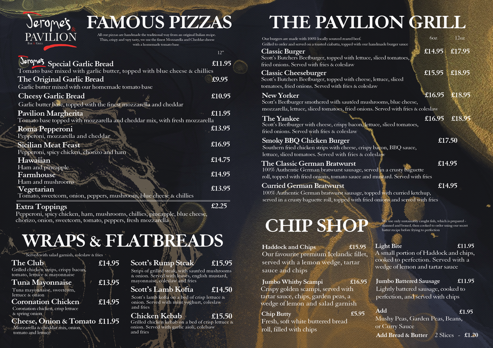 Jeromes | Menus | Harrison Leisure