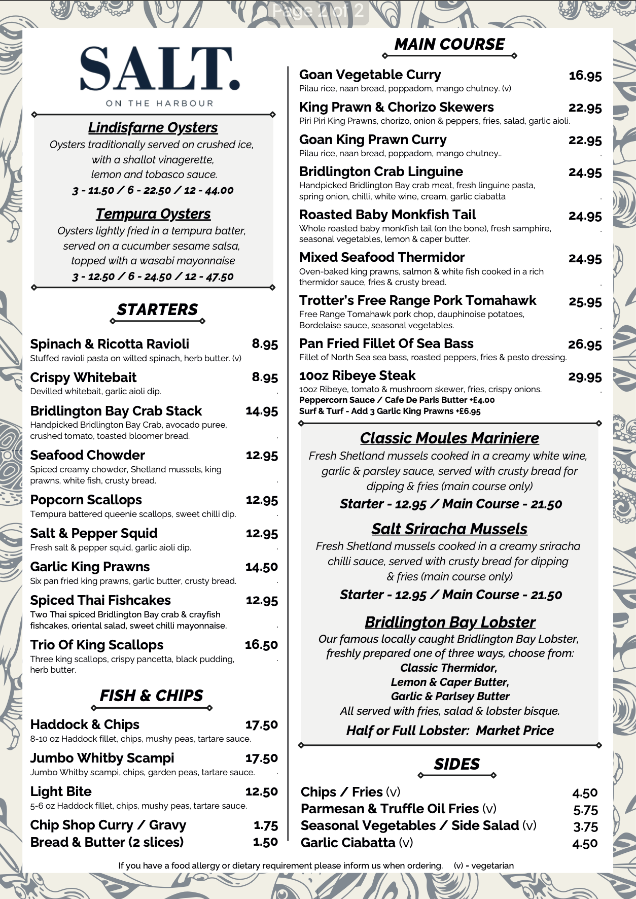 Salt | Menus | Harrison Leisure