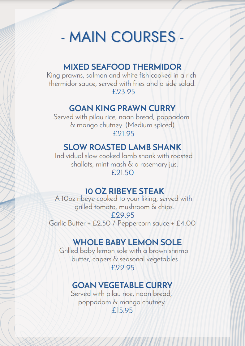 Salt | Menus | Harrison Leisure