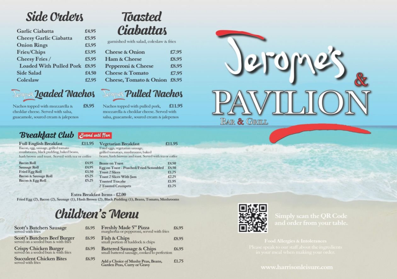 Jeromes | Menus | Harrison Leisure