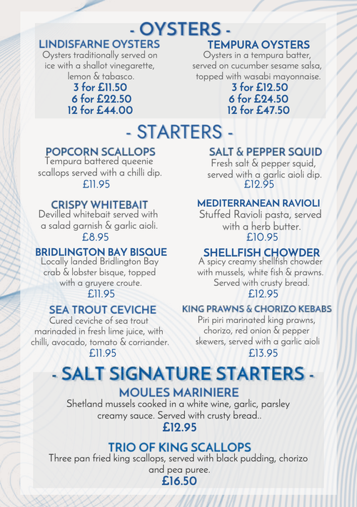 Salt | Menus | Harrison Leisure